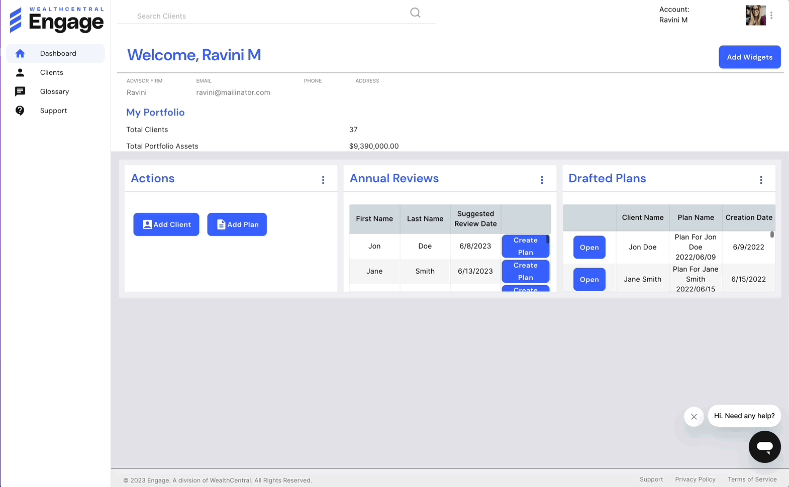 Creating a Plan – WealthCentral Support